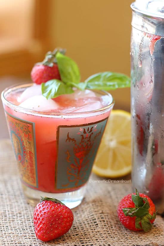 Strawberry Basil Lemonade with Vodka - Domestic Dreamboat
