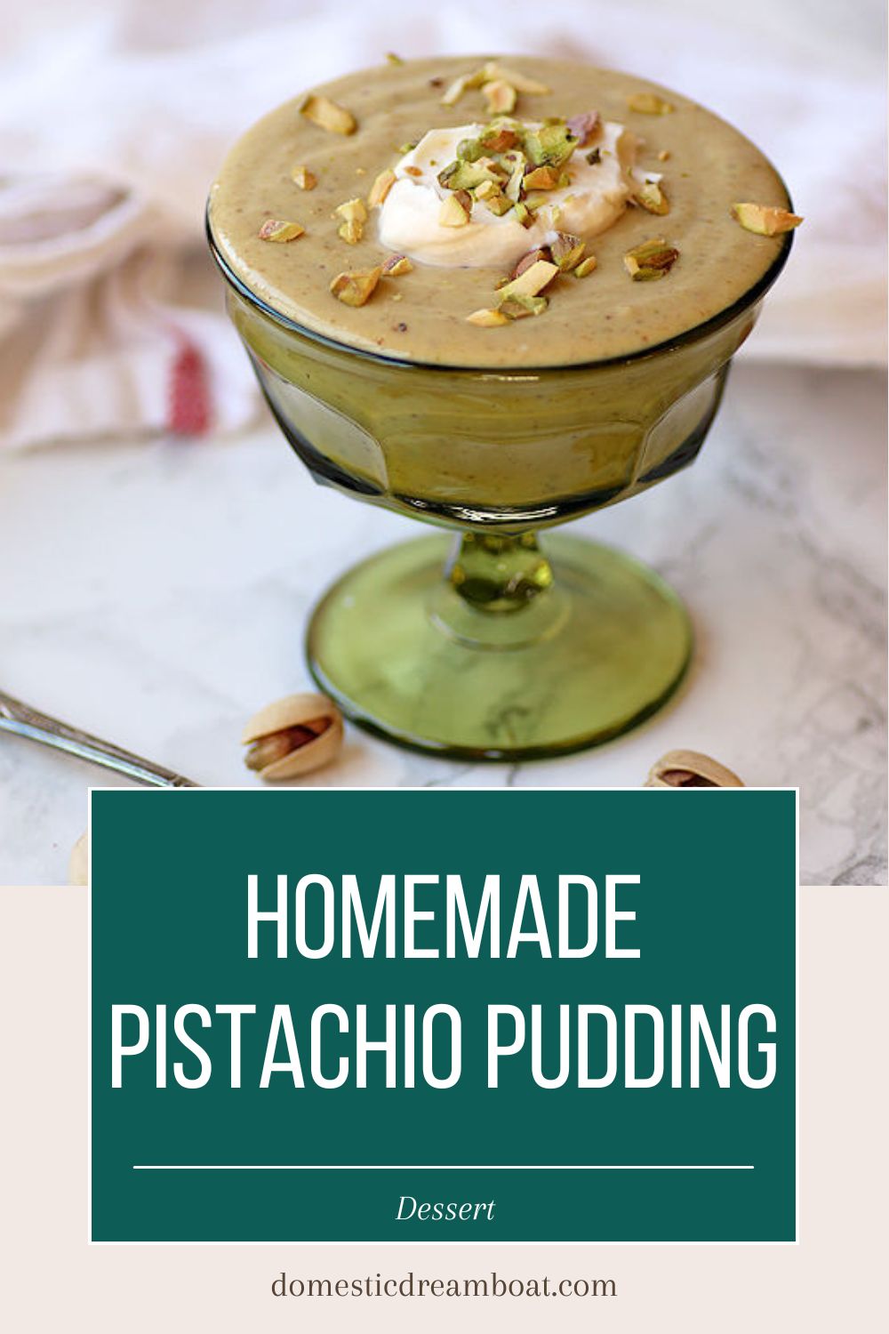 Homemade Pistachio Pudding (GF, vegetarian) - Domestic Dreamboat