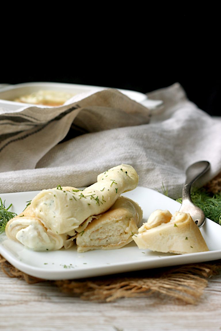 Nalysnyky (Ukrainian Crepes with Cheese and Dill) - Domestic Dreamboat