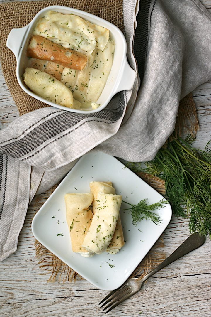Nalysnyky (Ukrainian Crepes with Cheese and Dill) - Domestic Dreamboat