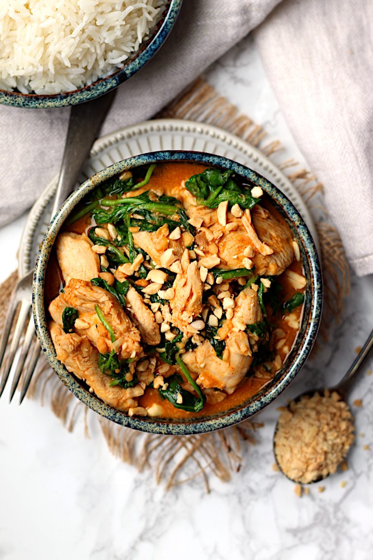 Thai Swimming Rama Chicken (Chicken in Peanut Sauce) - Domestic Dreamboat