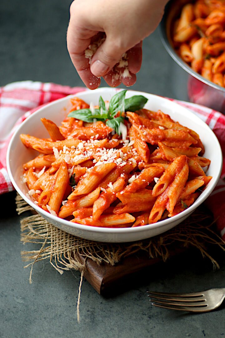 Quick and Easy Pasta with Parmesan Tomato Sauce - Domestic Dreamboat