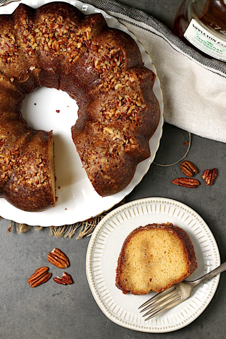 Caribbean Rum Cake with Pecans (No Cake Mix) - Domestic Dreamboat