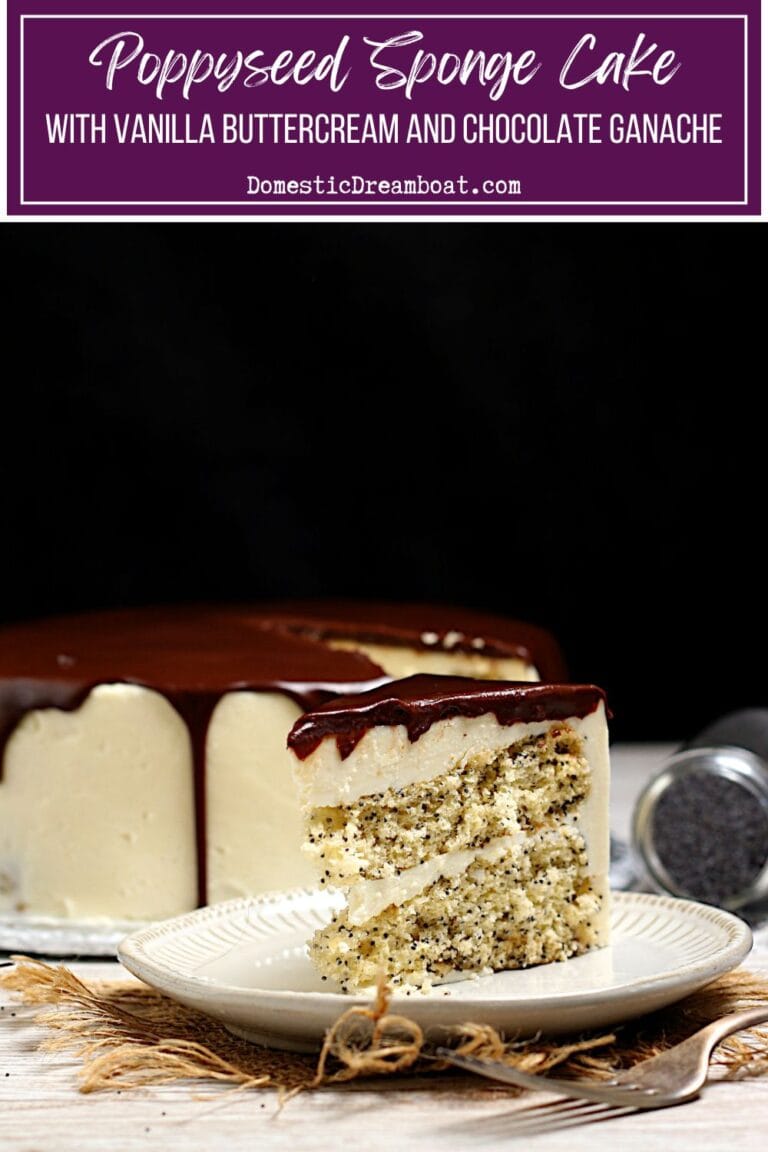 Poppyseed Sponge Cake with Vanilla Frosting and Chocolate Ganache ...